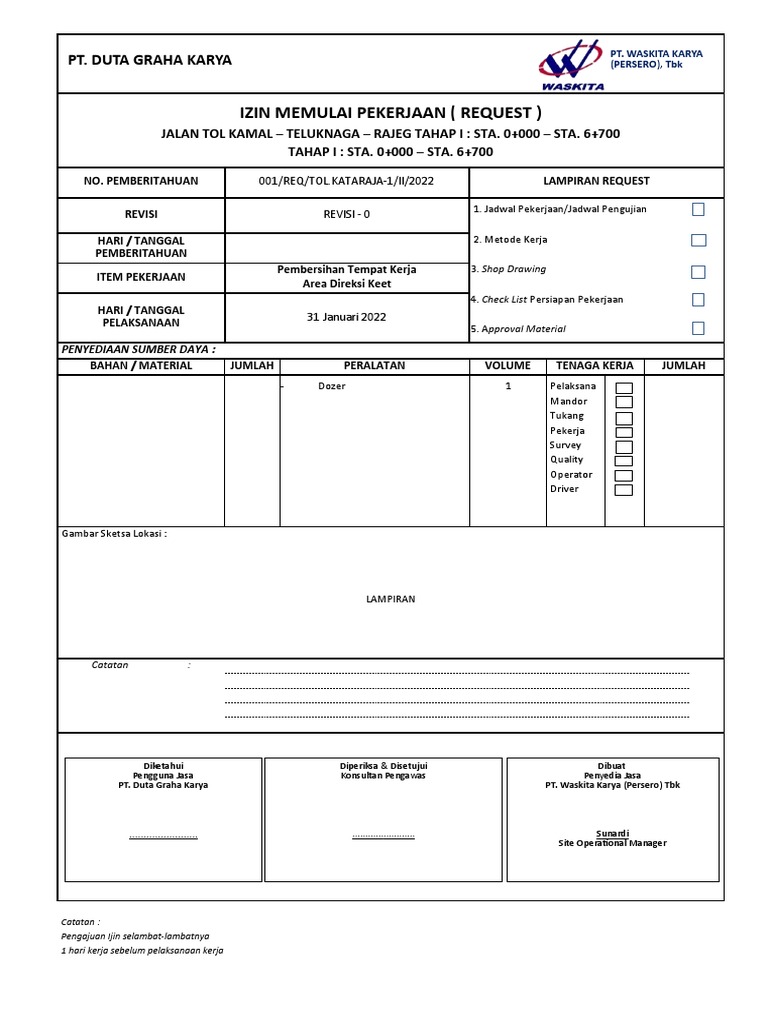 Format Request Pekerjaan - R0 | PDF