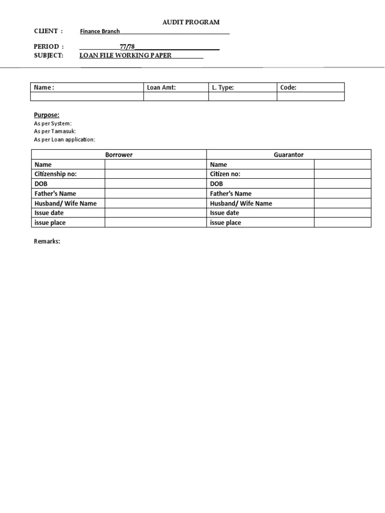 Loan File Audit Program Template | PDF