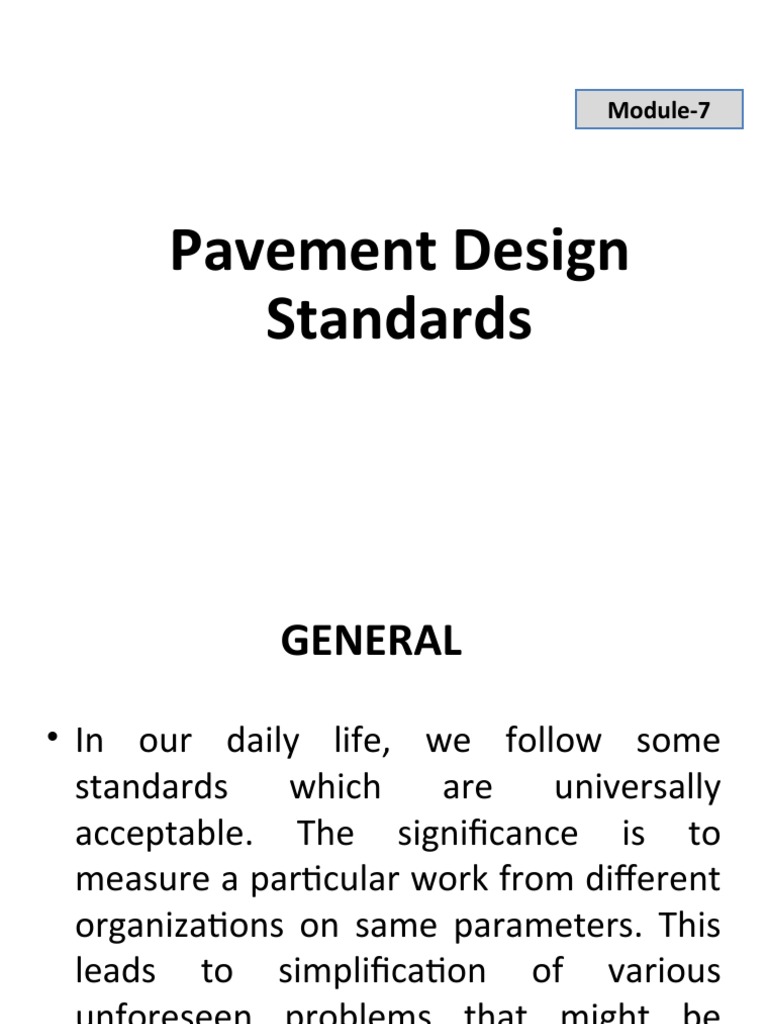 Module-7 Pavement Design Standards | PDF | Road Surface | Concrete