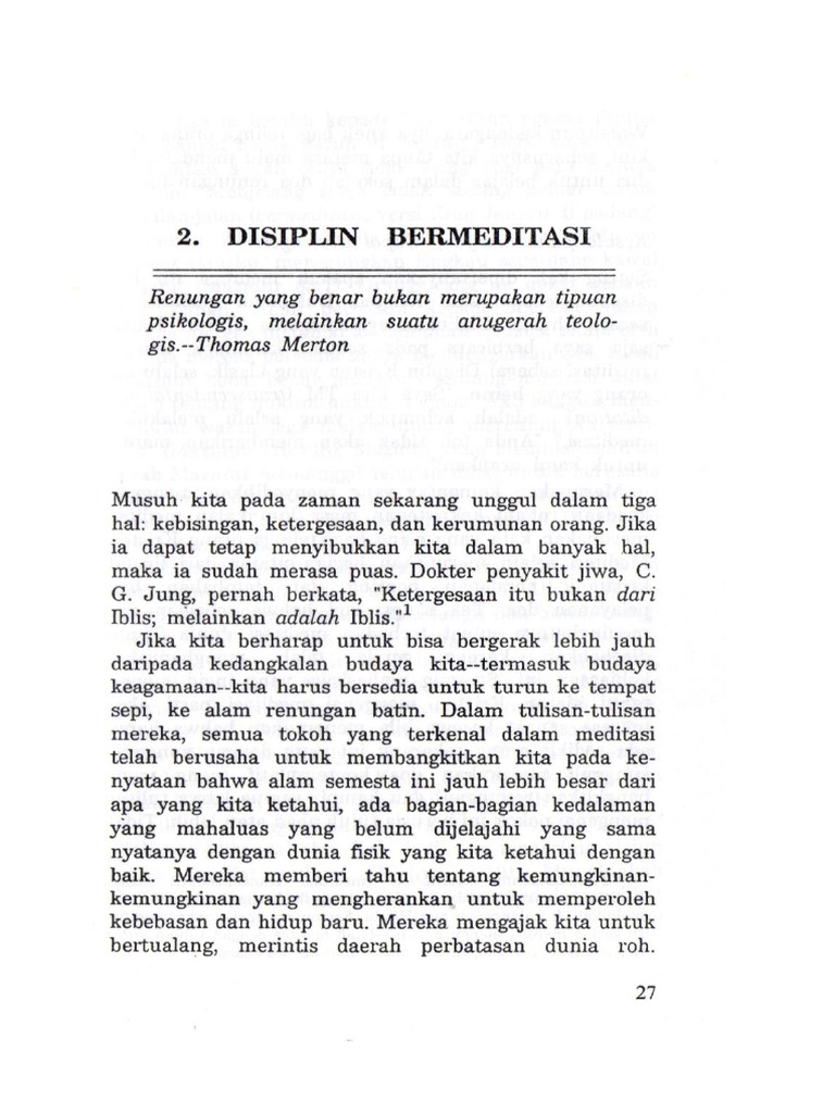 Tertib Rohani Bab 2 Disiplin Bermeditasi | PDF