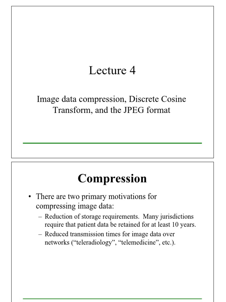 Compression: Image Data Compression, Discrete Cosine Transform, and The JPEG Format | PDF | Data ...