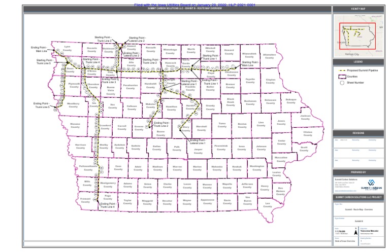 Iowa Carbon Pipeline Route Map | PDF | Politics Of The United States ...