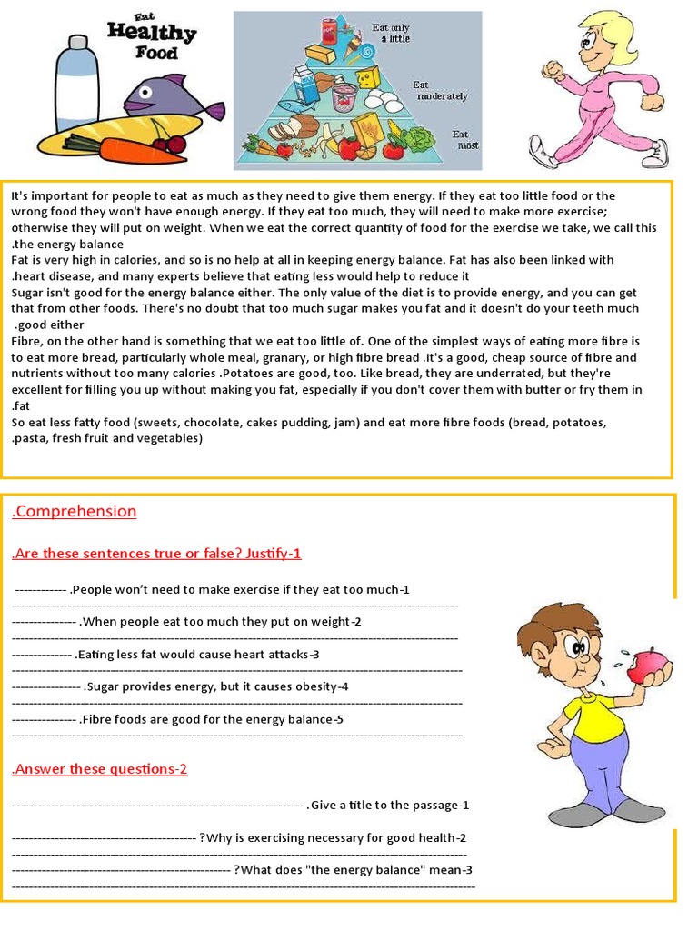 Eat Healthy Food Reading | PDF | Foods | Fat