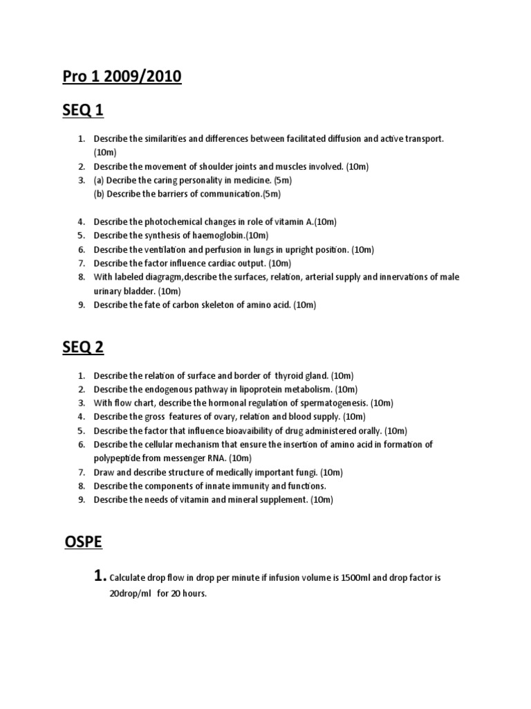 Real Pro 1 20092010 Seq+Ospe | PDF | Heart | Acetylcholine