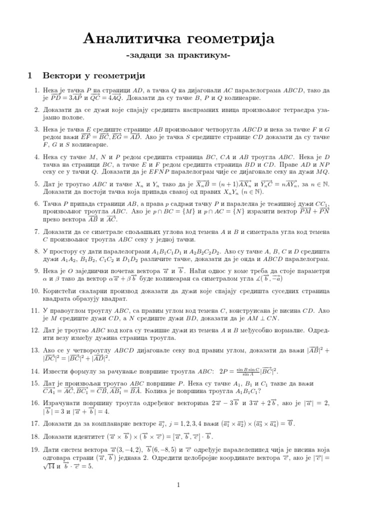 Analiticka Geometrija - Zadaci | PDF
