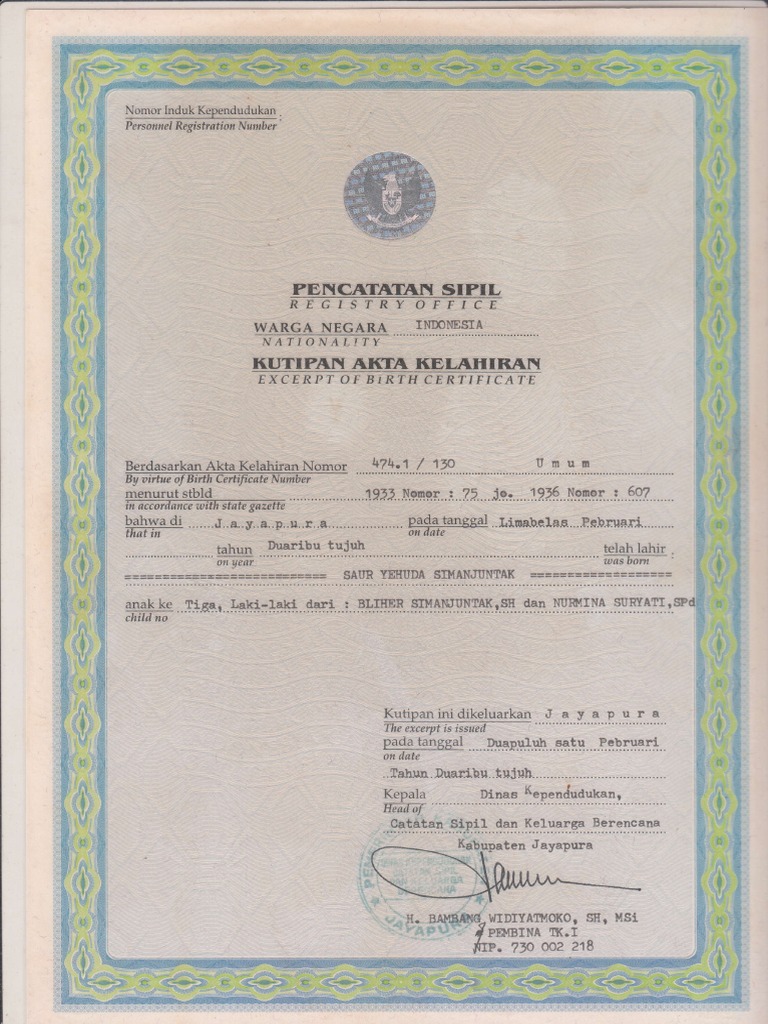 Akta Lahir Aza | PDF