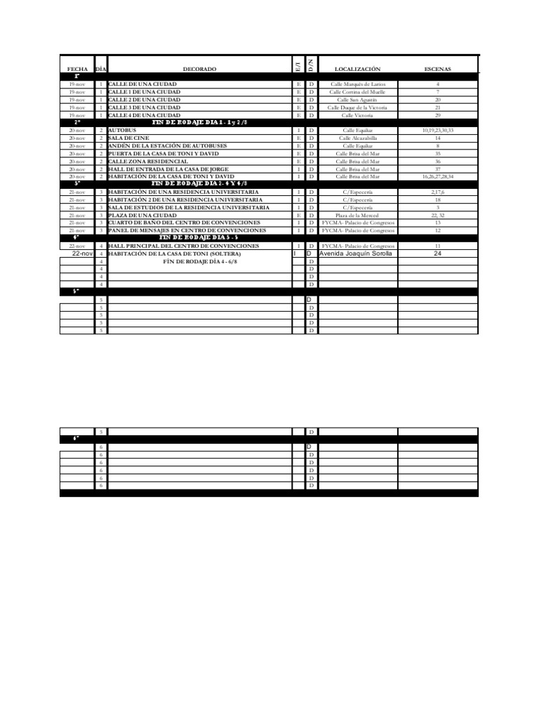 Plan de Rodaje | PDF