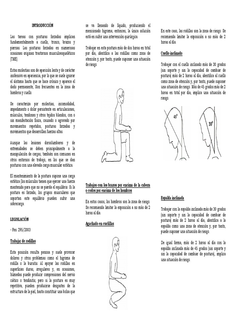 Posturas Forzadas | PDF | Rodilla | Sistema musculoesquelético