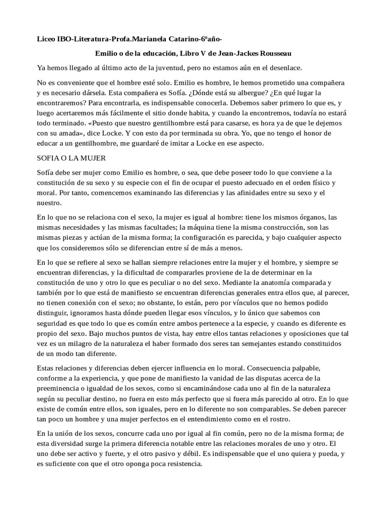 Emilio Libro V | PDF | Emile, o sobre educación | Amor