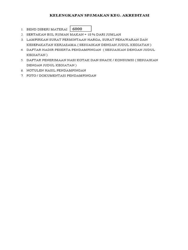 Kelengkapan-SPJ Makan Dan Minum | PDF
