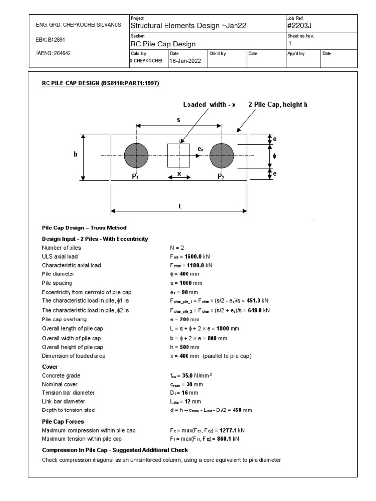 2 Piles Cap Design Example | PDF | Deep Foundation | Beam (Structure)