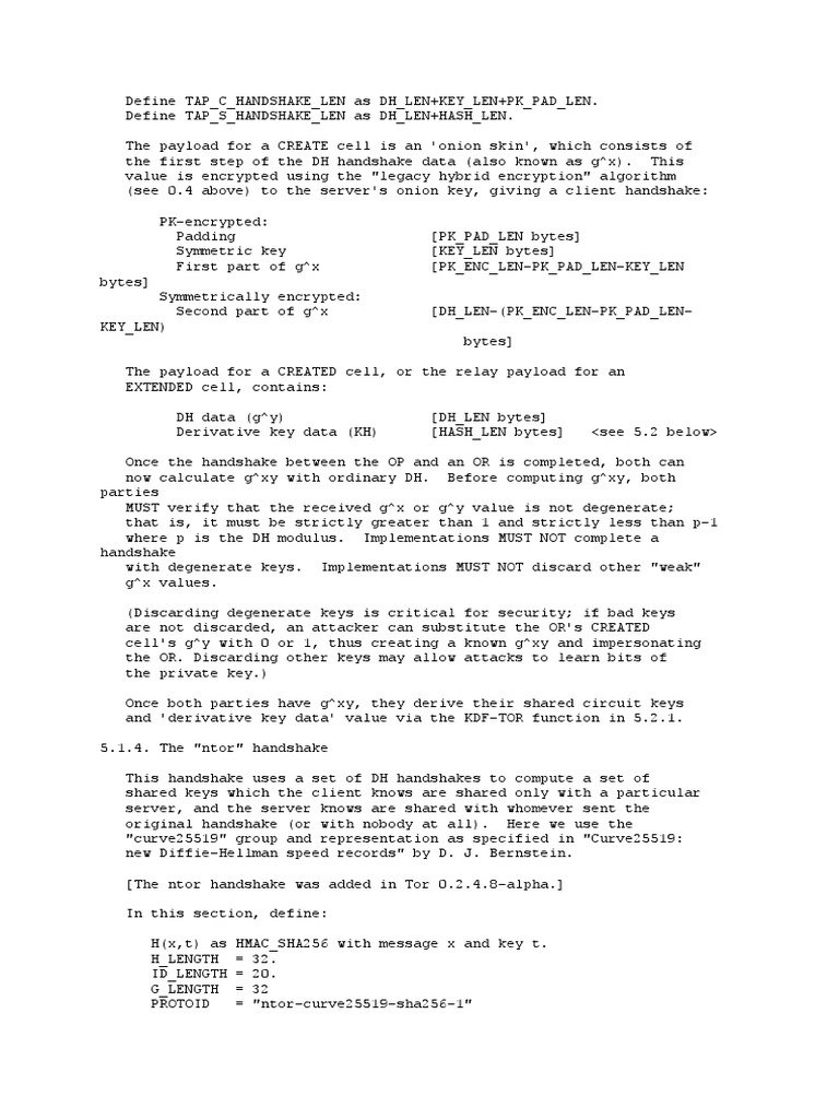 Tor Protocol Specification3 | PDF | Key (Cryptography) | Public Key ...