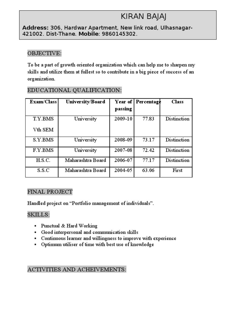 Kiran Resume | PDF | Career & Growth