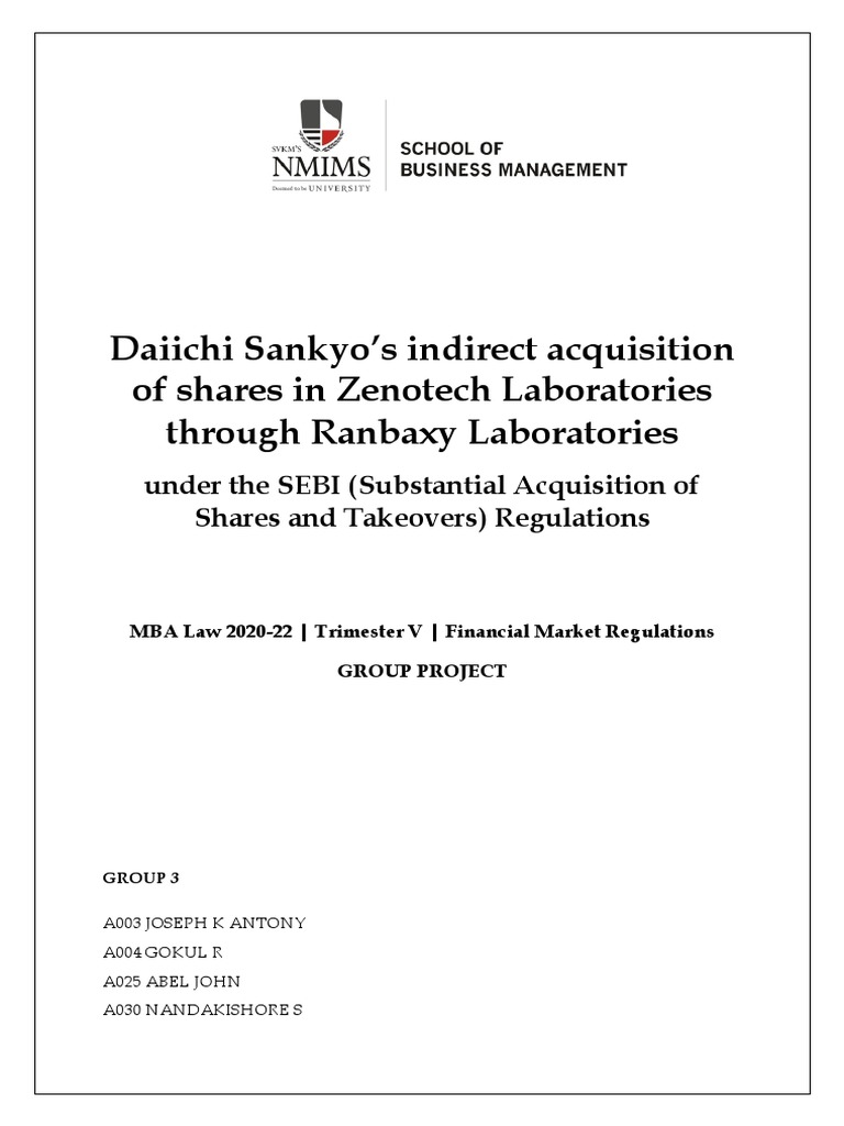 MBA Law-Legal M&A-Group 3 | PDF | Stocks | Takeover