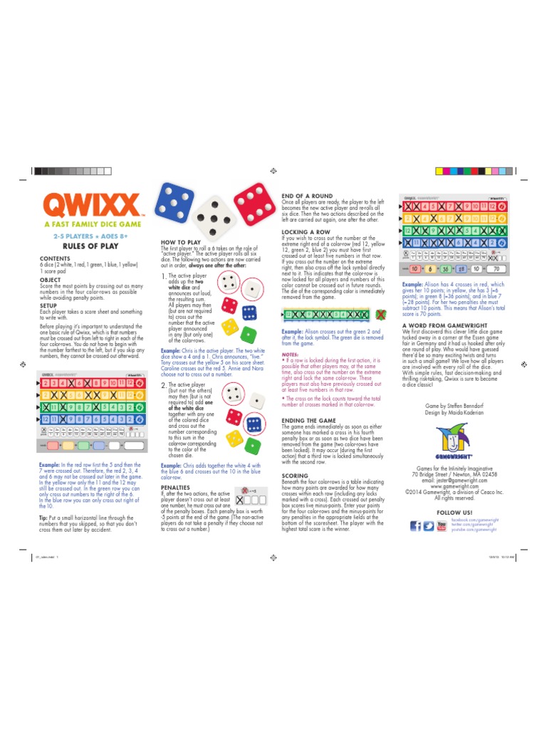 Qwixx | PDF | Dice