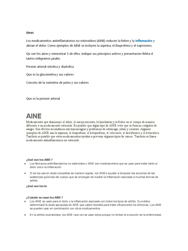 Clasificación y Ejemplos de AINEs | PDF | Droga anti-inflamatoria libre ...
