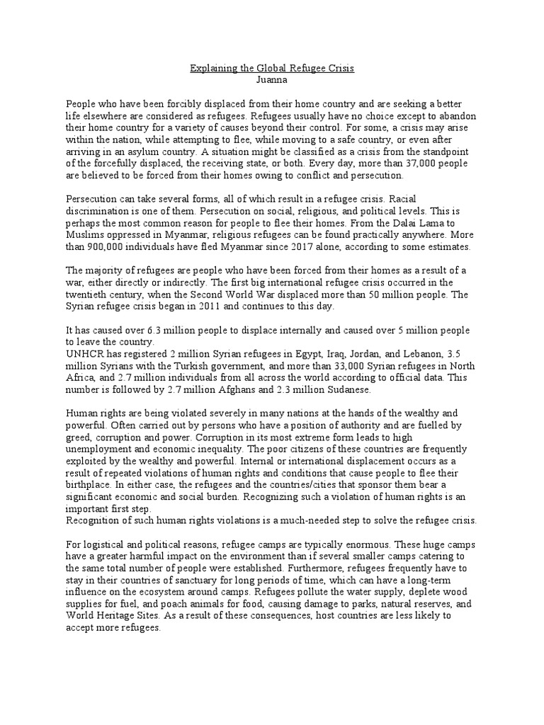 Explaining The Global Refugee Crisis | PDF | Refugee | Refugees Of The ...