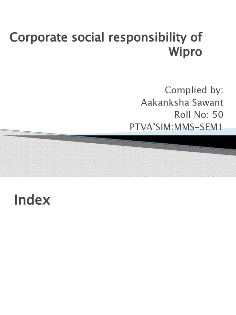 Corporate Social Responsibility of Wipro New | PDF | Corporate Social ...
