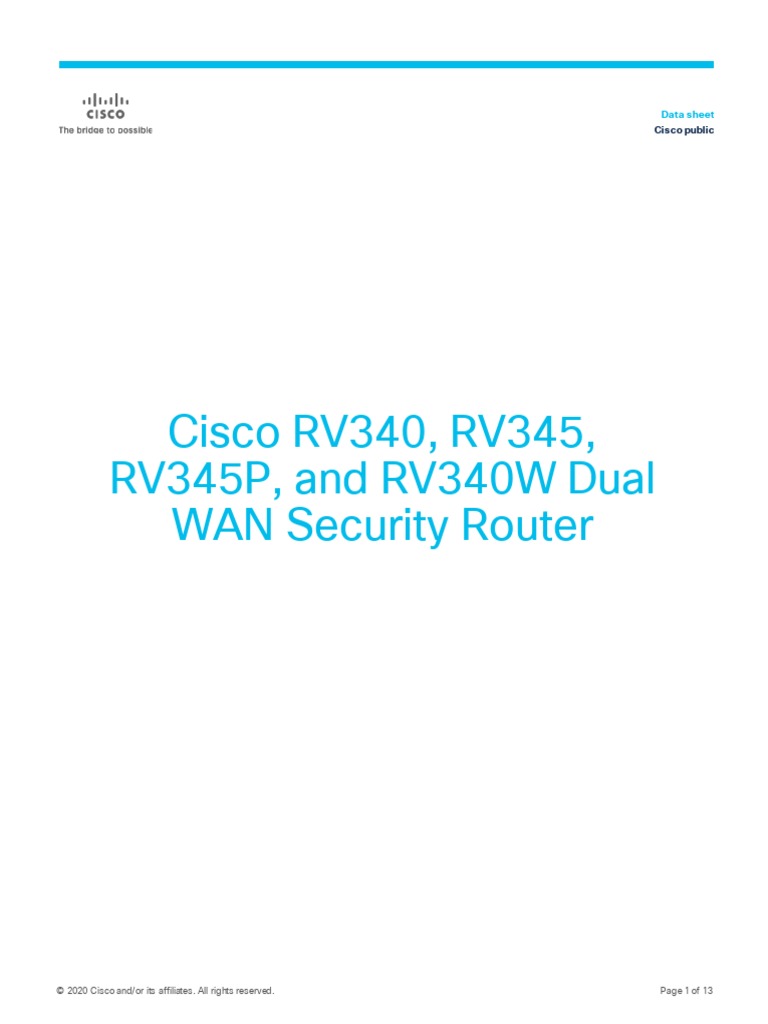 Cisco RV340, RV345, RV345P, and RV340W Dual WAN Security Router | PDF ...
