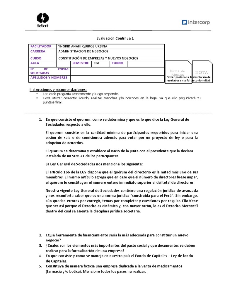 Examen EC3 - 3CONSTITUCION DE EMPRESAS | PDF