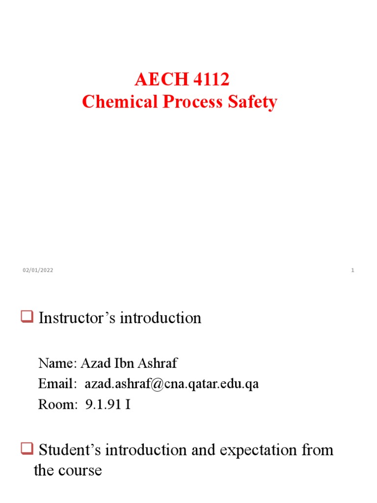 Lecture 1 - Introduction To Process Safety | Download Free PDF ...