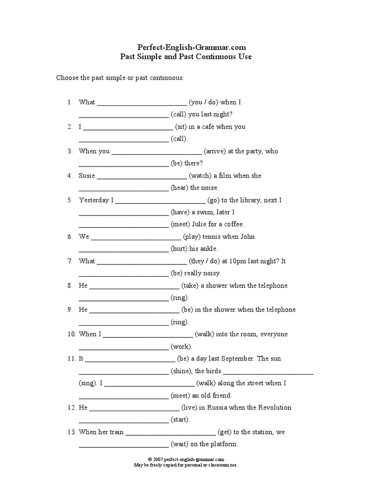 Past Simple or Past Continuous | PDF