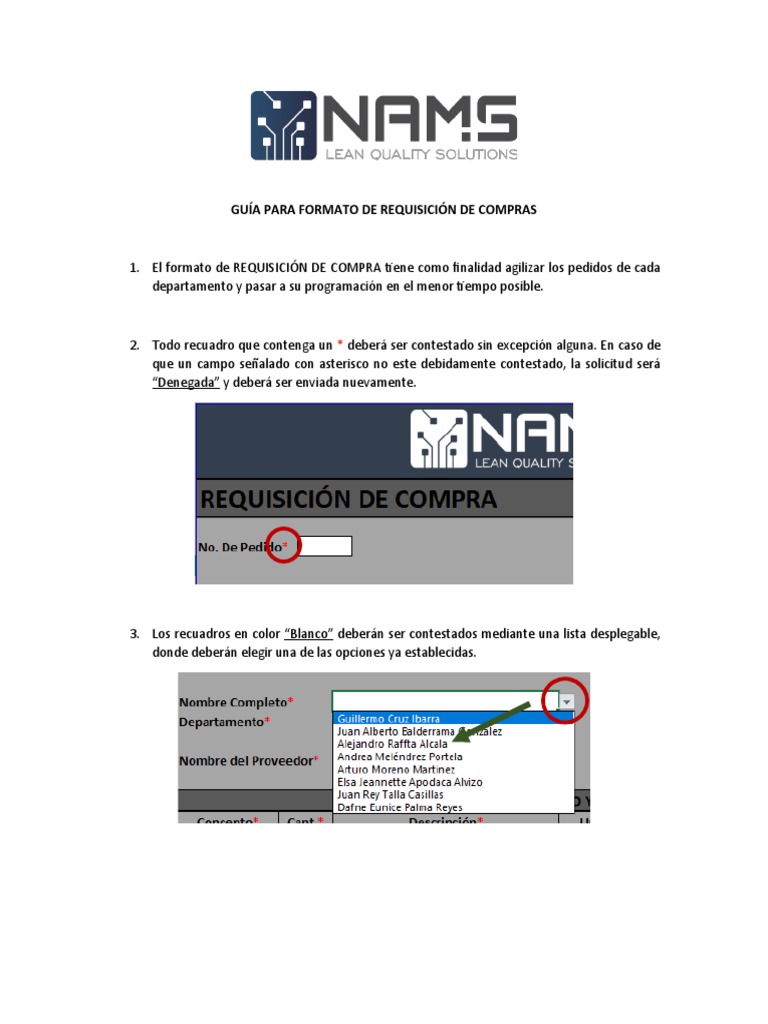 Guía para Formato de Requisición de Compras | PDF