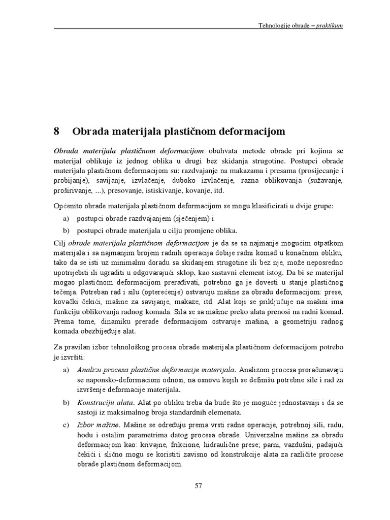 8.obrada Materijala Plastičnom Deformacijom | PDF