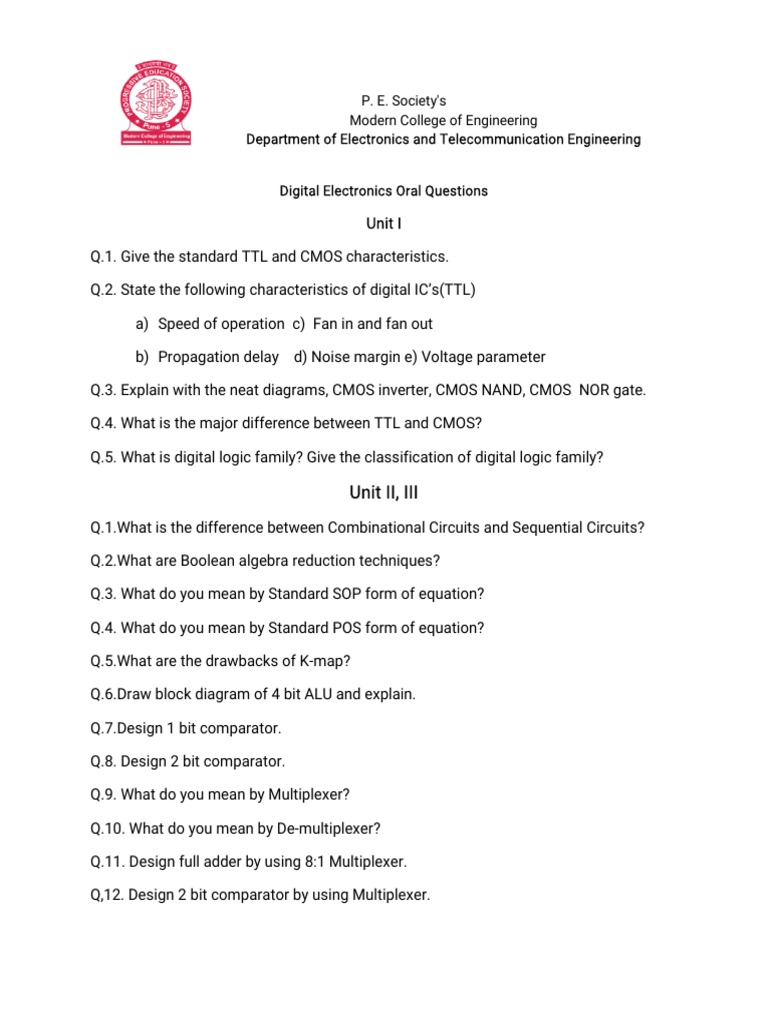 Digital Electronics Oral Prep | PDF