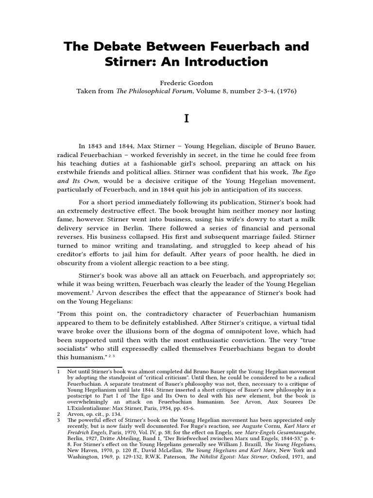Feuerbach vs. Stirner: A Philosophical Clash | PDF | Human Nature ...