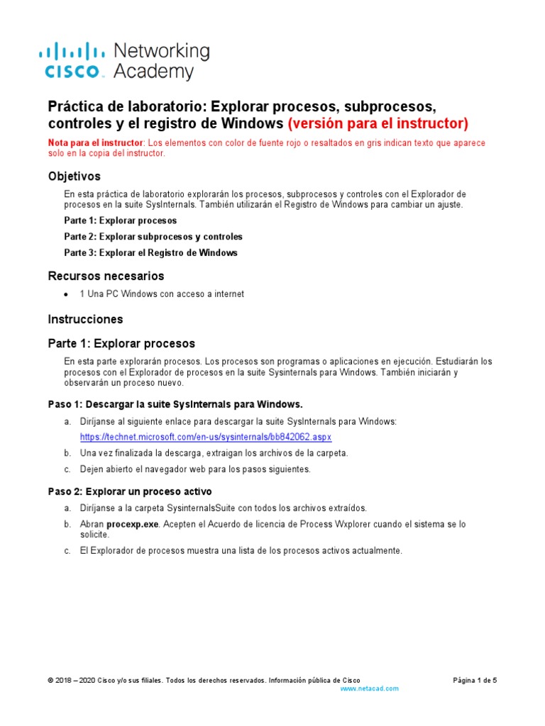 3.2.11 Lab - Exploring Processes, Threads, Handles, and Windows Registry - ILM | PDF | Registro ...