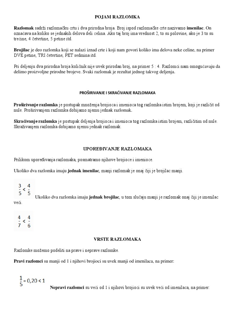 Pojam Razlomka | PDF