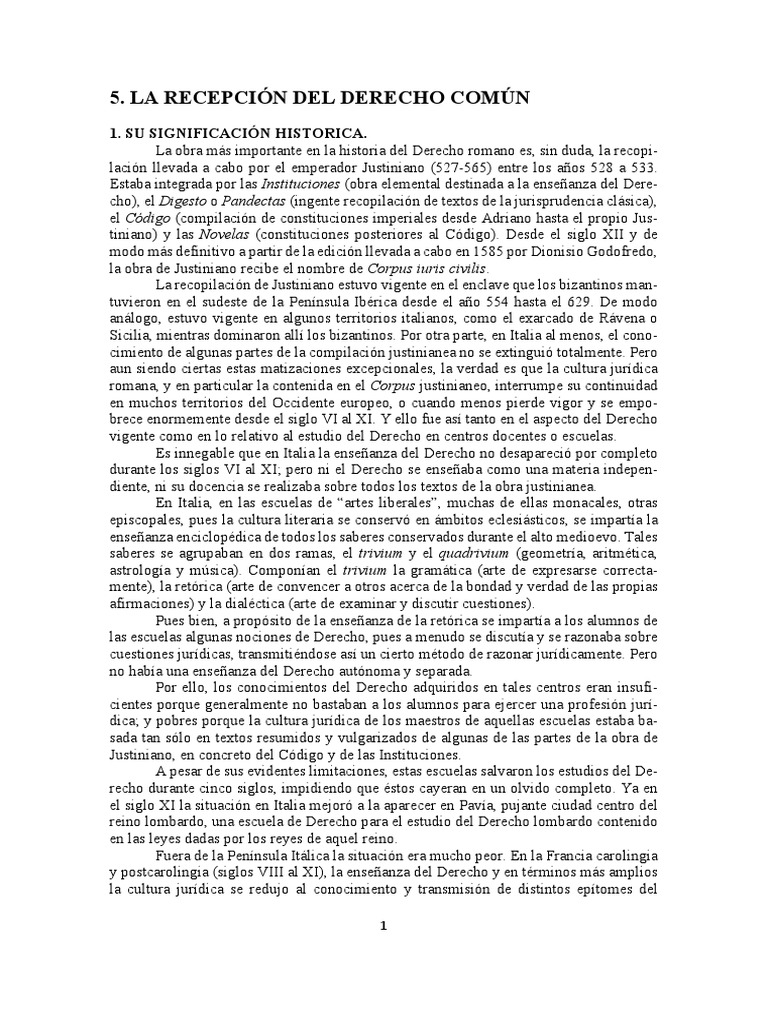 Historia Del Derecho en España - Derecho Comun | PDF | Ley romana
