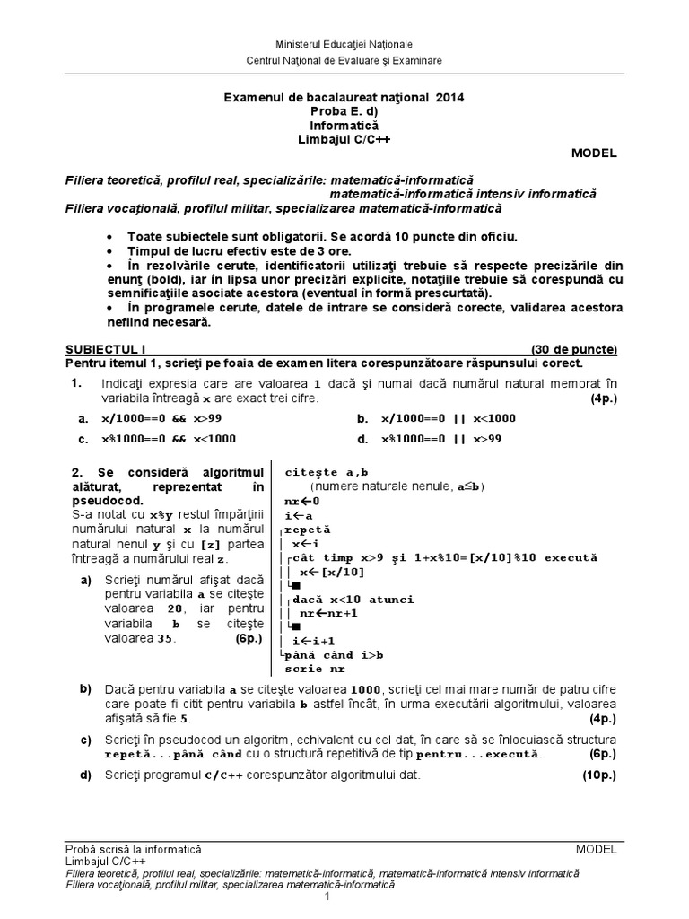 E D Informatica C SP MI MODEL | PDF