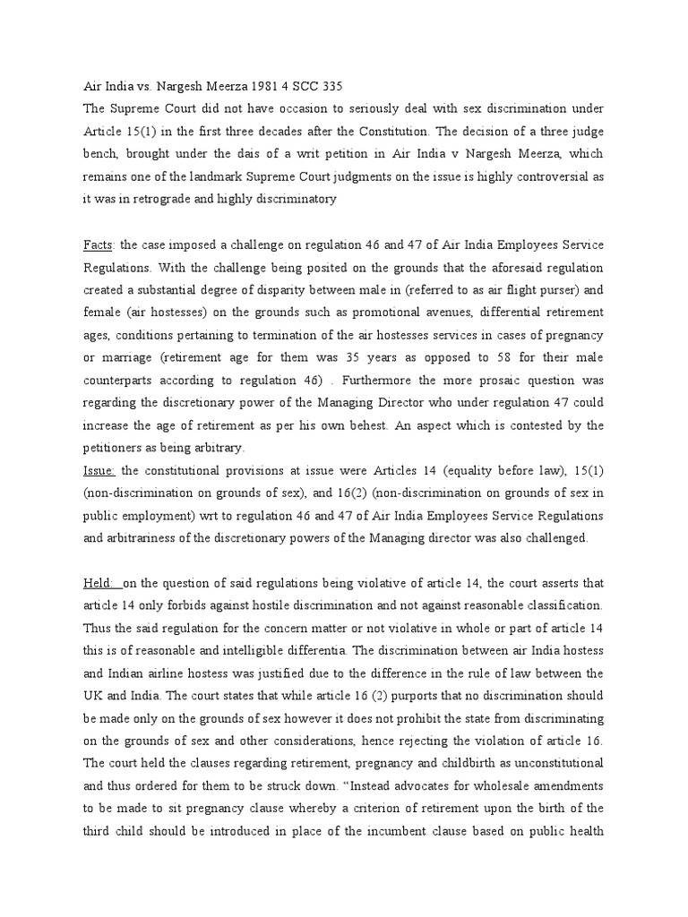 Air India Vs Nargesh Meerza | PDF | Supreme Court Of India | Judgment (Law)