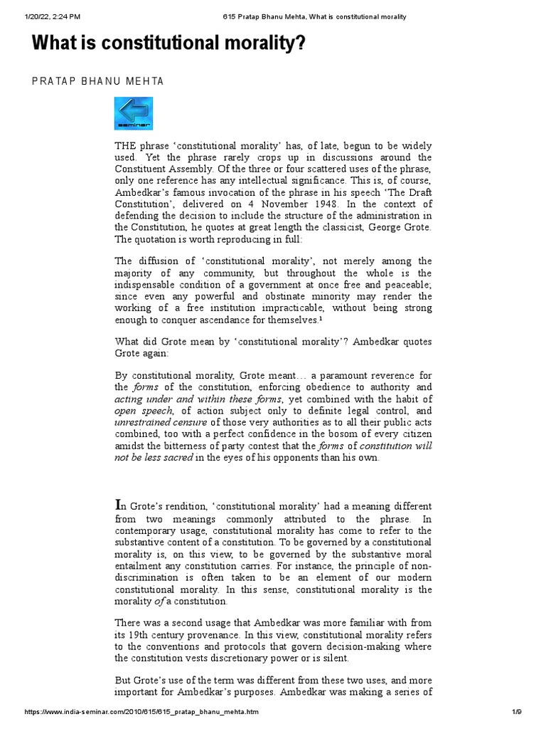 Understanding Constitutional Morality | PDF | Morality | Justice