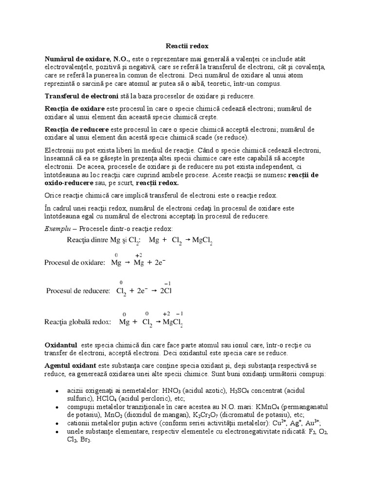 Reactii Redox | PDF