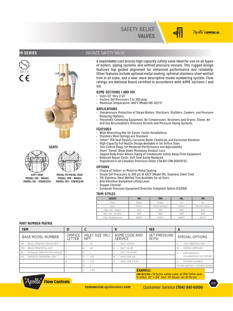 Apollo Safety Valves Serie 19 | PDF | Valve | Boiler