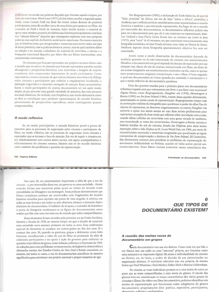 NICHOLS, Bill. Introdução Ao Documentário | PDF