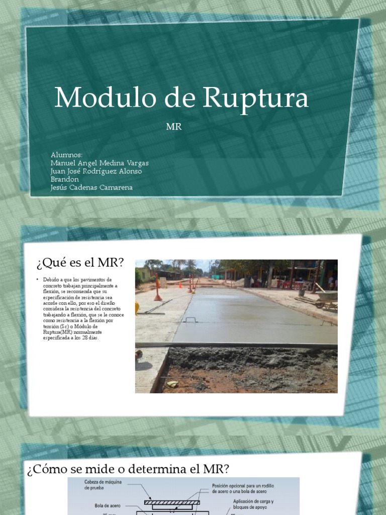 Explicación del Módulo de Ruptura (MR) y su importancia en el diseño de ...