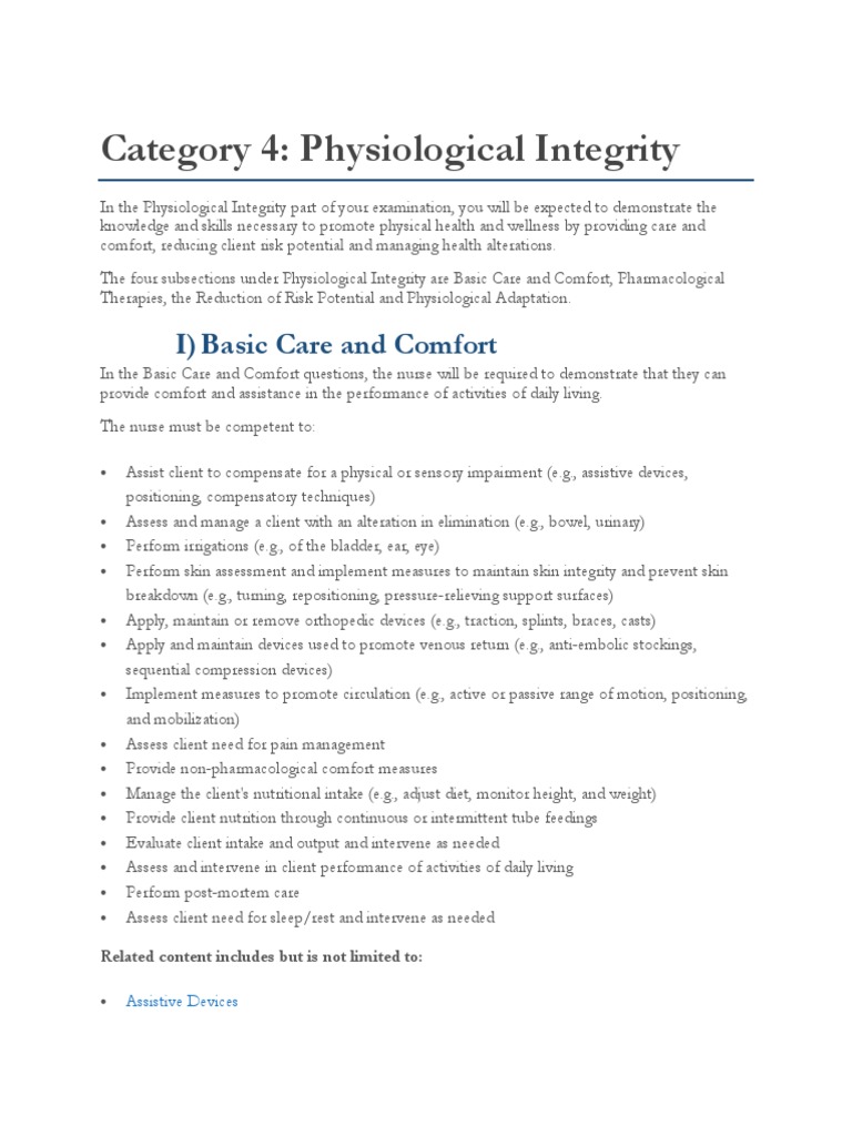 Physiological Integrity in Nursing Care | PDF | Urinary Incontinence ...
