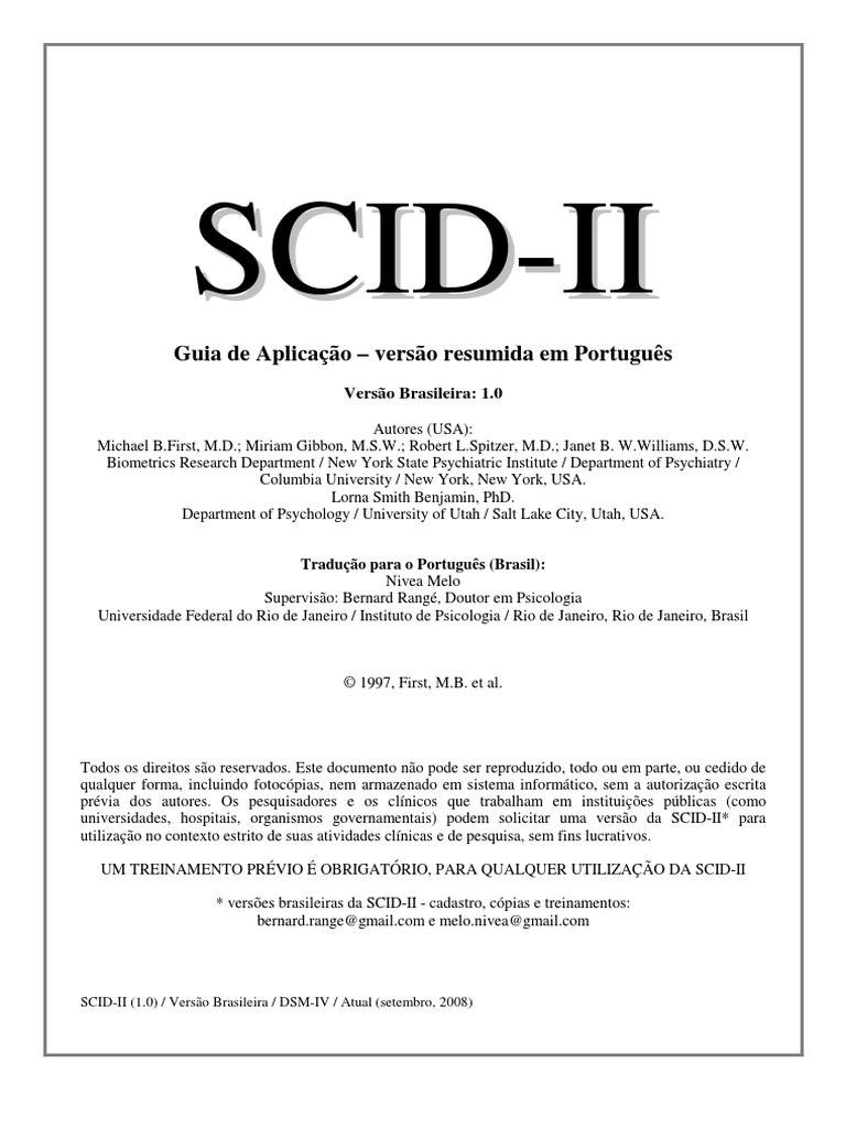 Scid-2 Versao Resumida | PDF | Entrevista | Ilusão