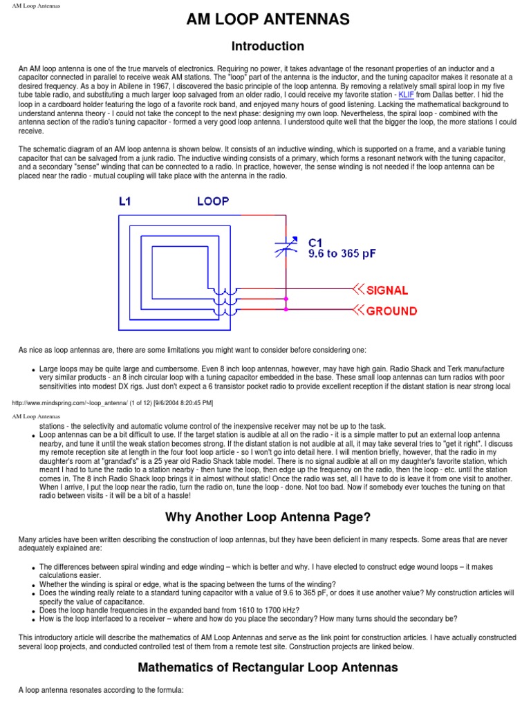 Am Loop Antennas 2004 | PDF | Antenna (Radio) | Inductance