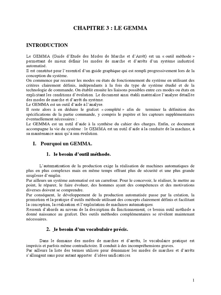 Chapitre 3 Le GEMMA | PDF | Automatisation