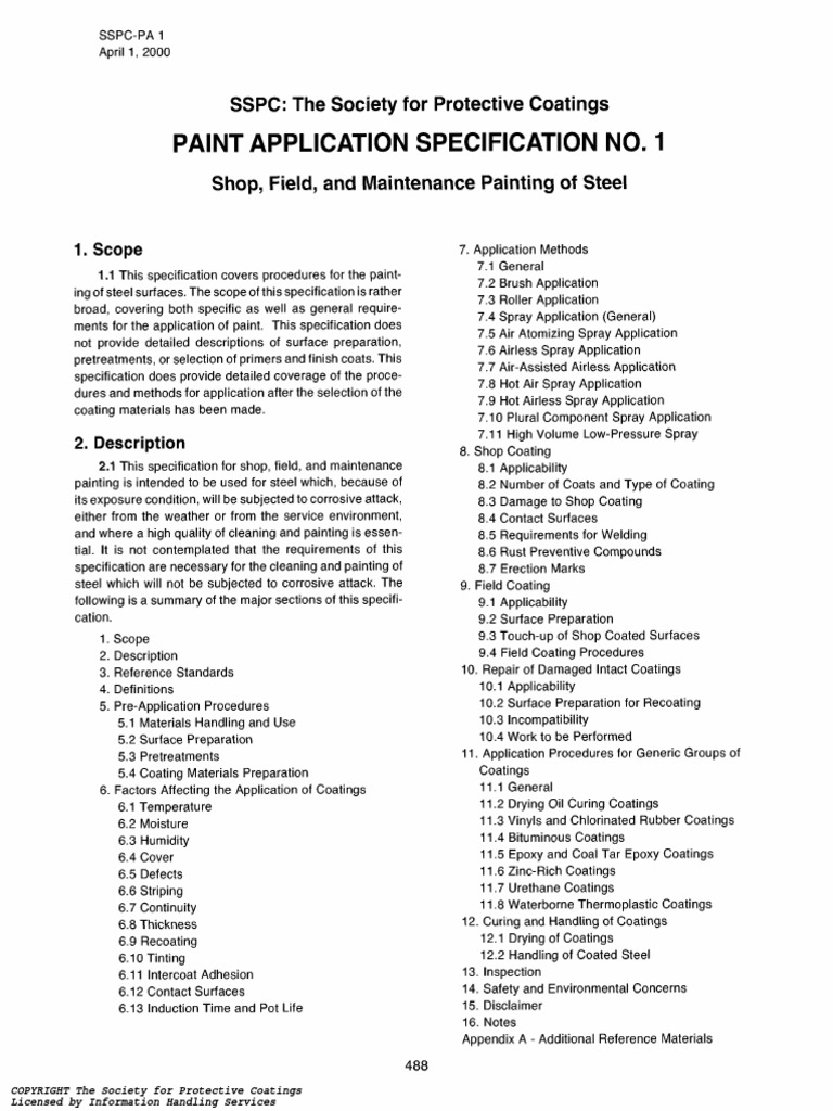 Paint Application Specification No.: SSPC: The Society For Protective ...