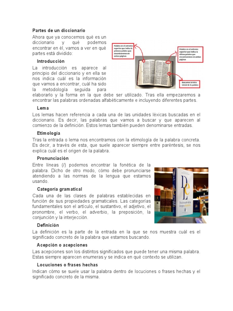 Partes de Un Diccionario | PDF | Palabra | Diccionario