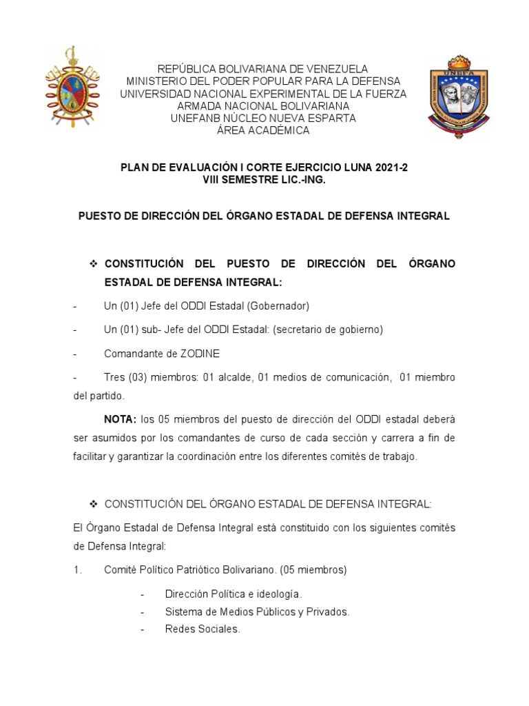 Puesto de Dirección Del Órgano Estadal de Defensa Integral | PDF