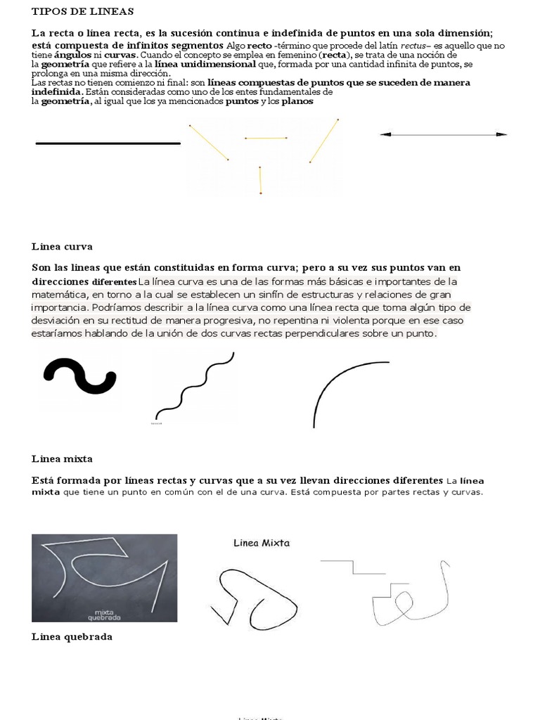 Tipos de Lineas | PDF | Geometría | Curva