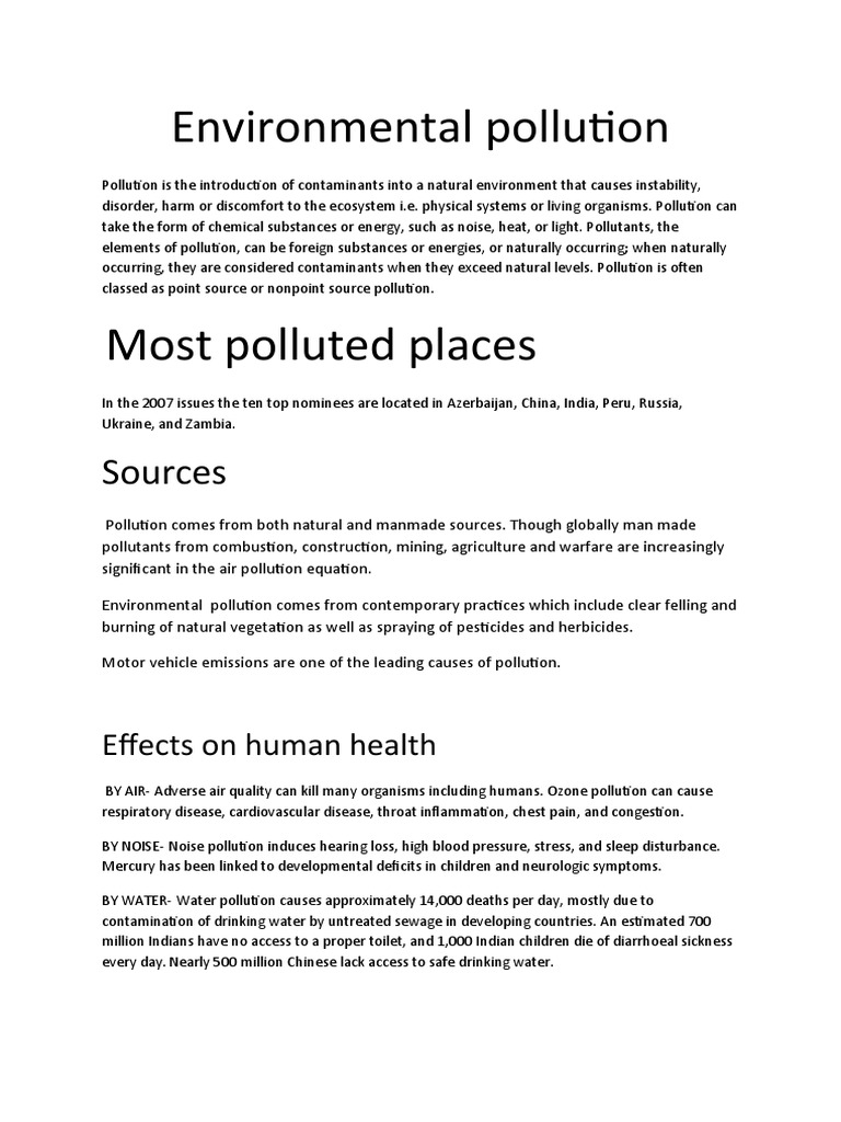 Environmental Pollution | PDF | Pollution | Air Pollution