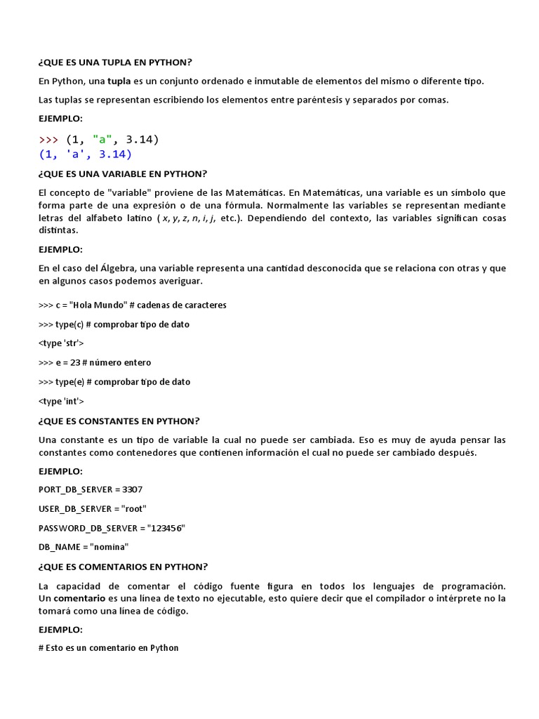 Que Es Una Tupla en Python | PDF | Python (lenguaje de programación ...